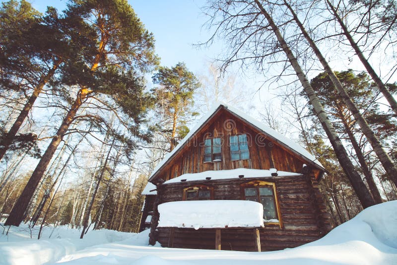 A Small Wooden Hut in the Forest Stock Image - Image of small ...