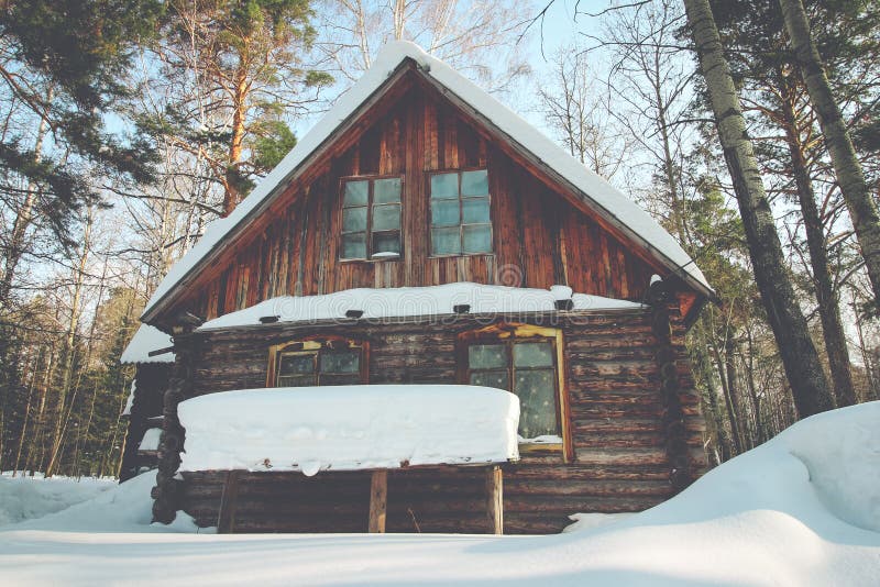 A Small Wooden Hut in the Forest Stock Photo - Image of architecture ...