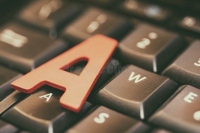 Small Wooden Letter `a` on Black Computer Keyboard Stock Image - Image ...