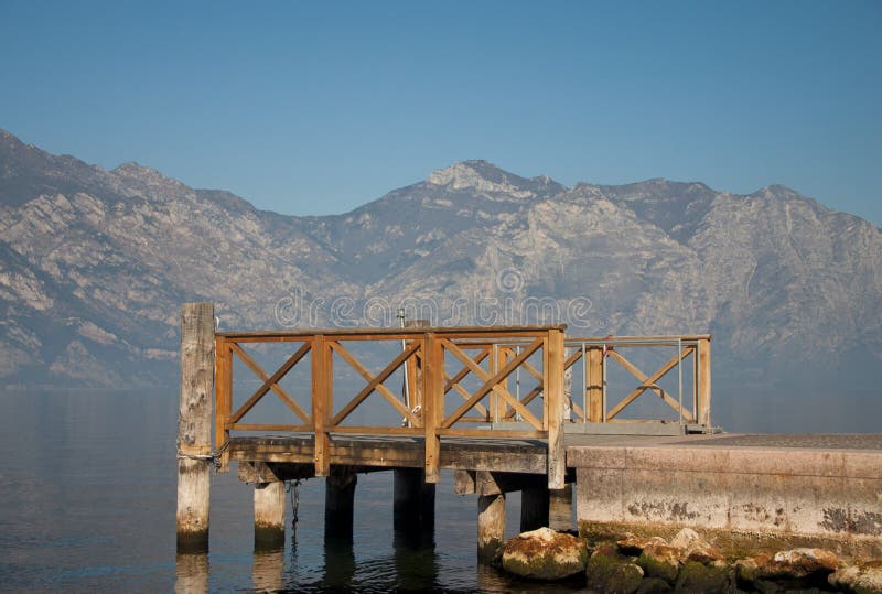 Small Wooden Pier on Lake Garda Stock Photo - Image of destination ...