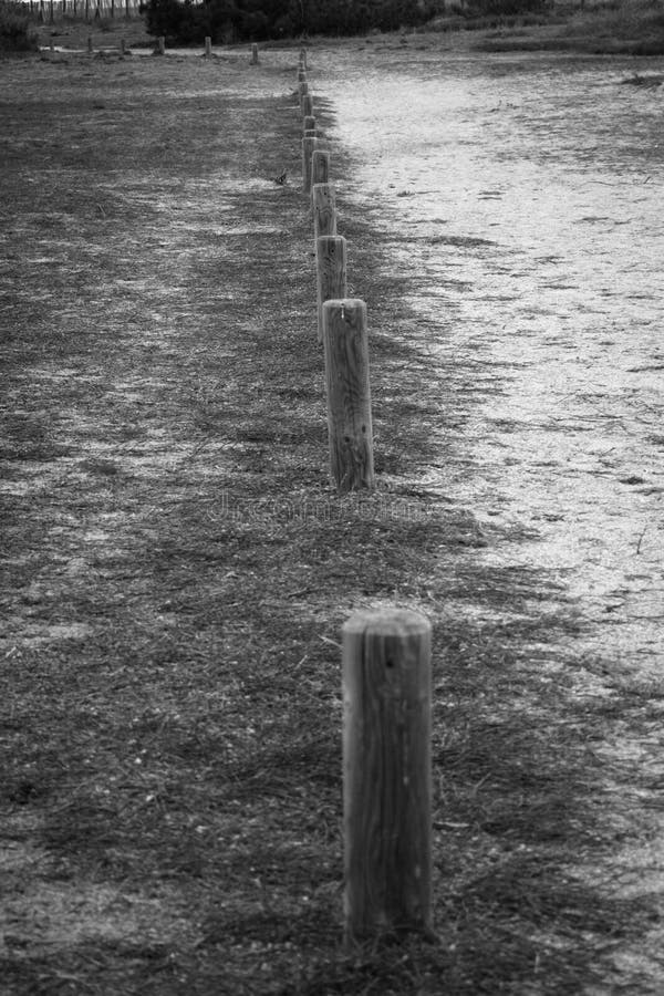 Small Wooden Pillars on Path Stock Image - Image of white, dramatic ...