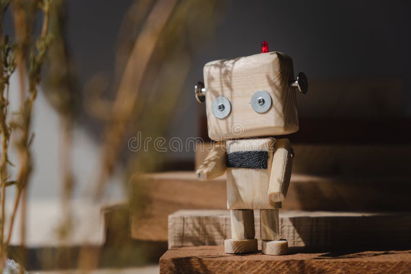 DIY Wooden Toy of the Robot. Stock Photo - Image of handmade, abstract ...