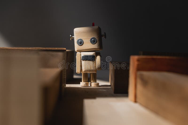 Small wooden robot stock photo. Image of solution, robot - 190968876