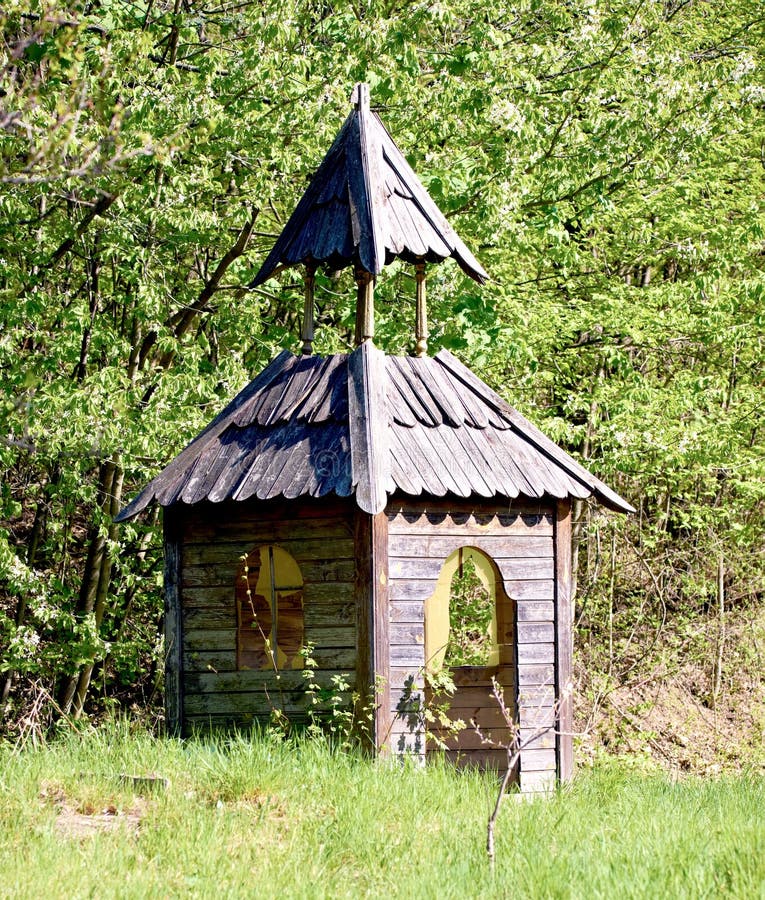Small Wooden Structure Resembling a Chapel with Two Pitched Roofs Stock ...