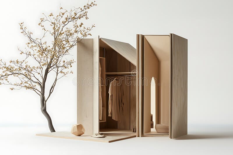 A Small Wooden Structure with a Tree in Front of it Stock Photo - Image ...