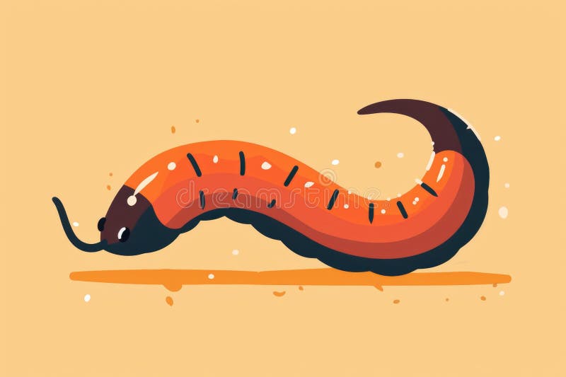 A Small Worm Sits on a Bright Yellow Surface Stock Illustration ...