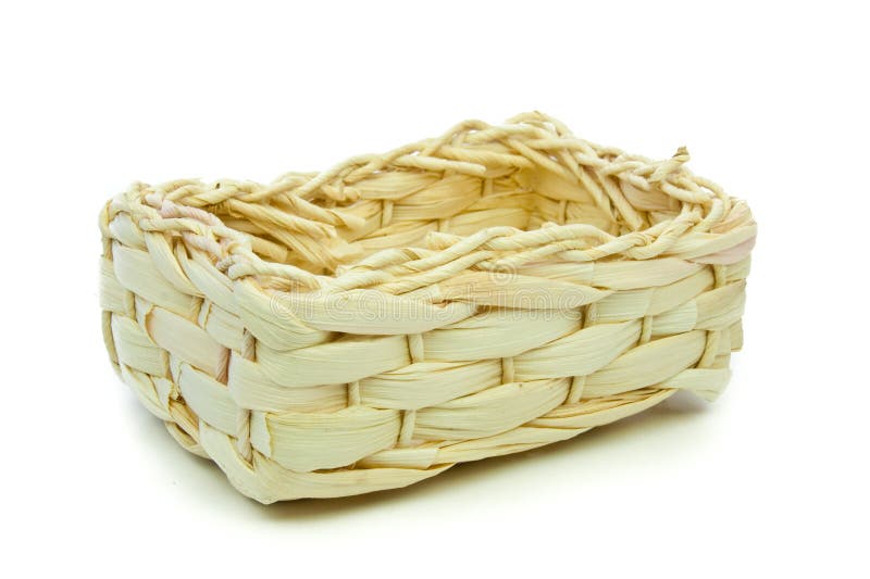 Small Woven Basket Isolated on White Stock Photo - Image of organic ...