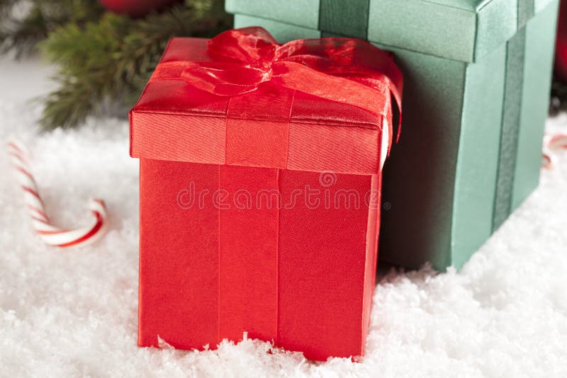 Small Wrapped Christmas Presents Stock Image - Image of seasonal, green ...