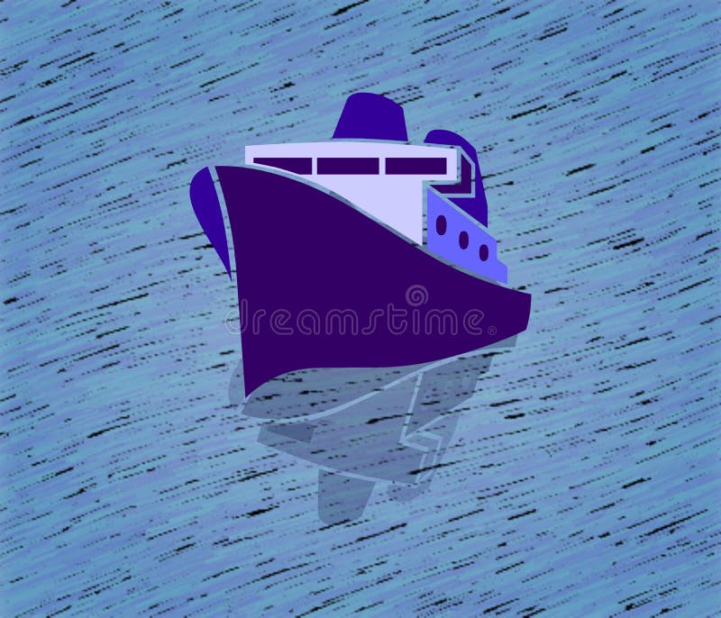 A Small Yacht in Blue Waves of Sea Computer Generated Design Stock ...