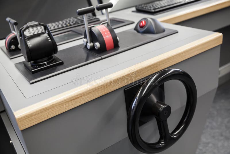 Small Yacht Control Panel with Steering Whee Stock Photo - Image of ...