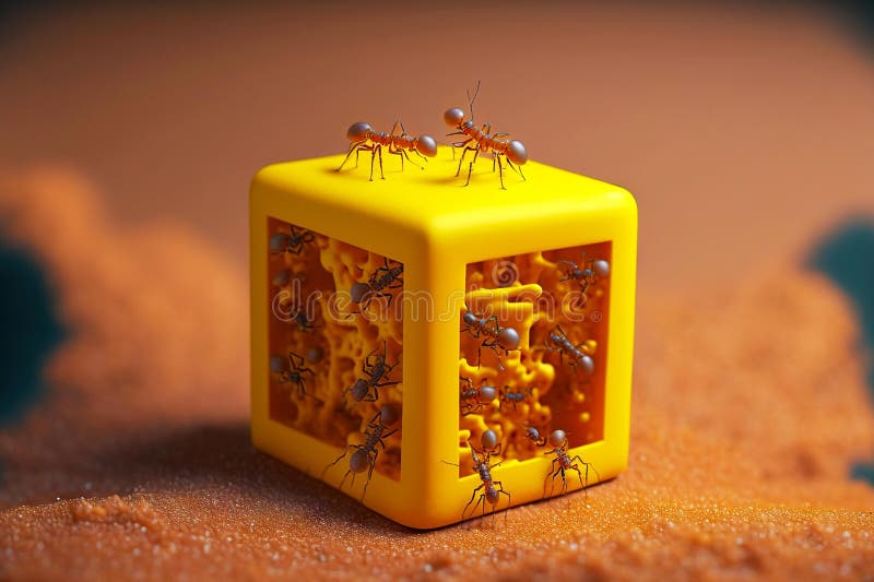 Small Yellow Ants Carrying Box for Building Anthill Stock Photo - Image ...