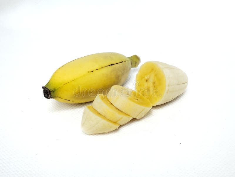 A Small Yellow Banana Fruit is Cut into Pieces Stock Photo - Image of ...