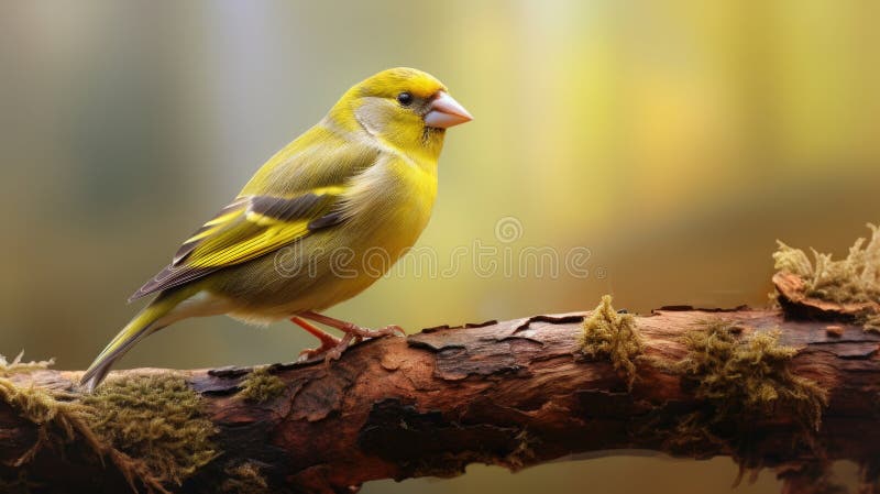 Small Yellow Bird Sitting on Tree Branch. Perfect for Nature-themed ...