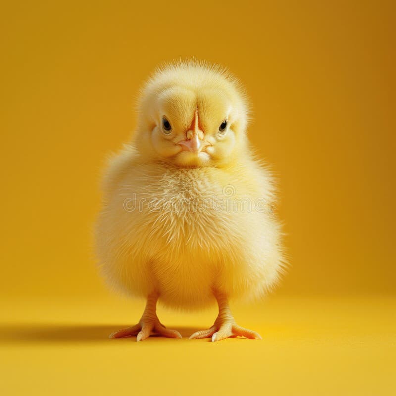 A Small Yellow Chicken Standing on a Yellow Surface Stock Photo - Image ...