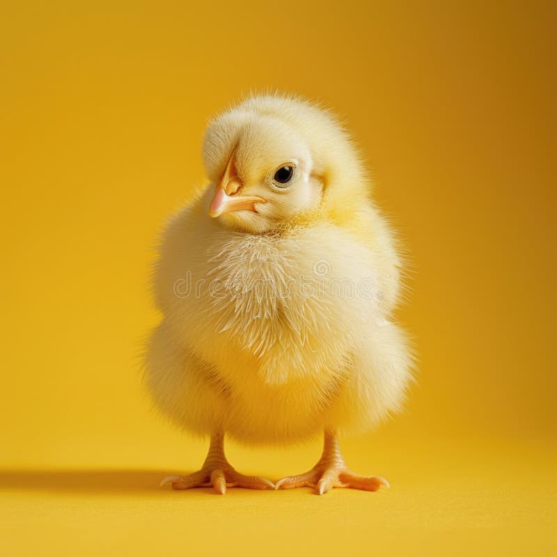 A Small Yellow Chicken Standing on a Yellow Surface Stock Image - Image ...
