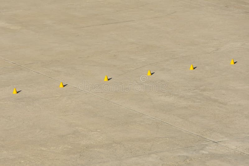 Small Yellow Cones on the Playground for Roller Skating and Training ...