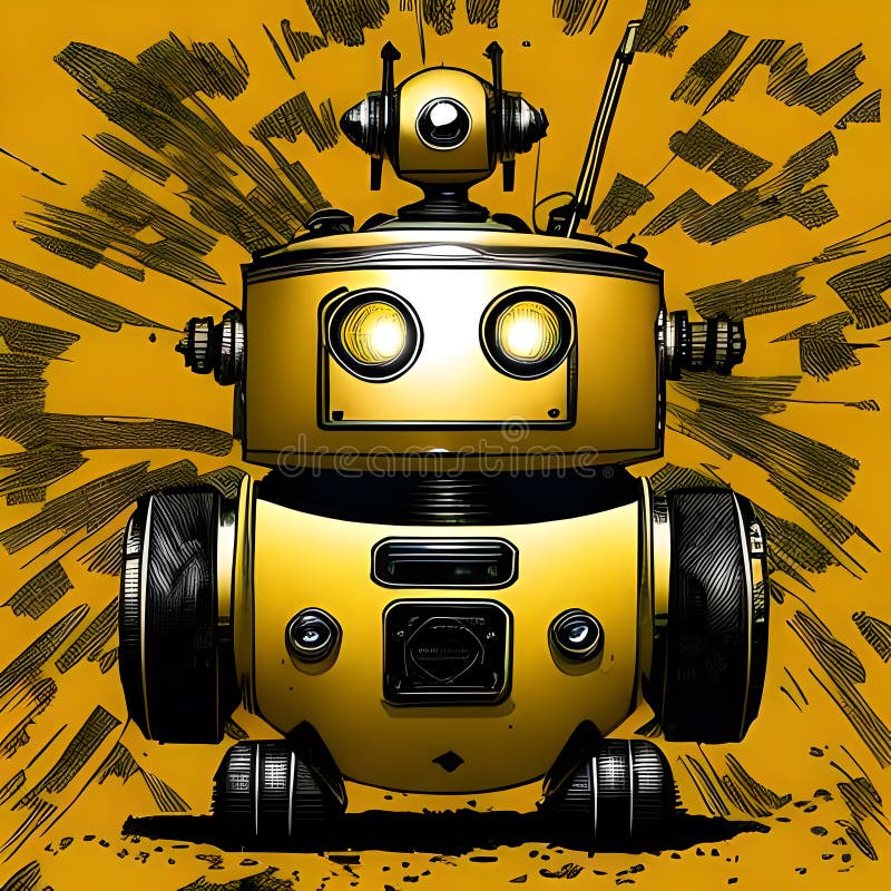 Yellow droid robot stock illustration. Illustration of creature - 271902908