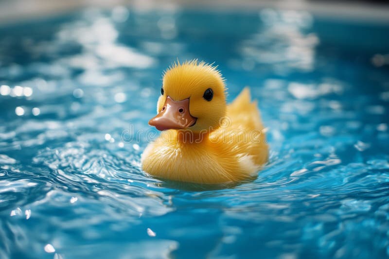 Small Yellow Duckling Swimming Rippled Blue Water Stock Photos - Free ...