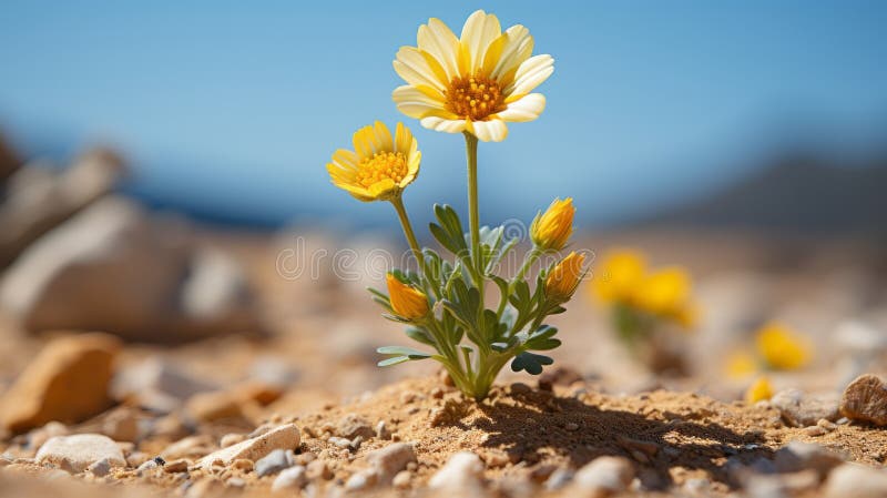 A Small Yellow Flower Growing Out of the Ground Stock Illustration ...