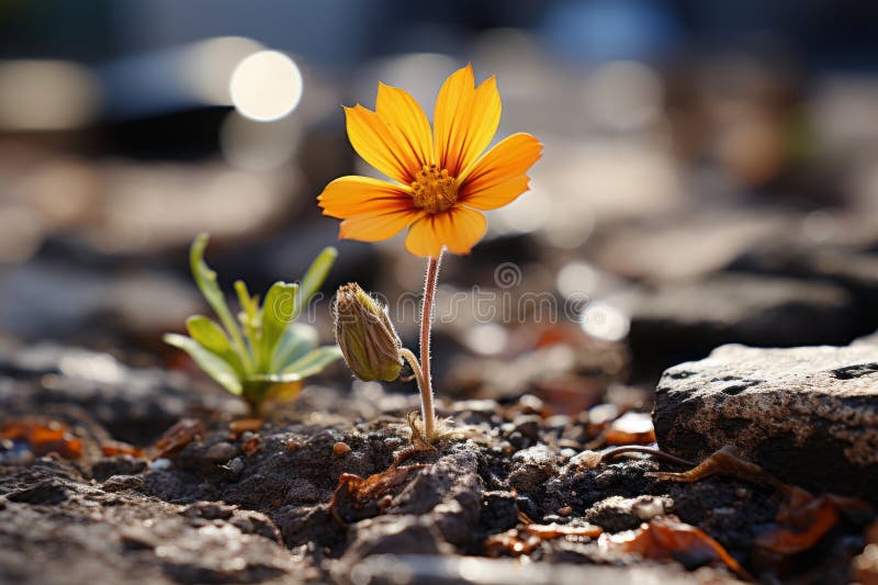 A Small Yellow Flower Growing Out of the Ground Stock Illustration ...