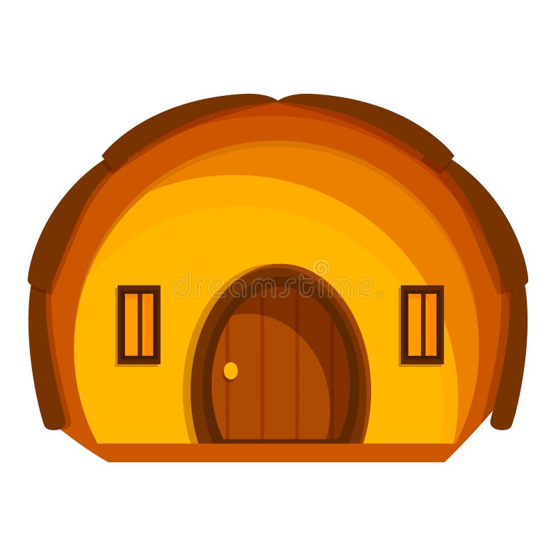 Small Yellow Hut with Round Door and Two Windows Stock Vector ...