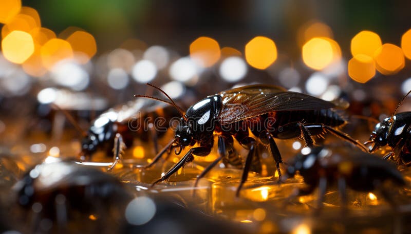 Small Yellow Insect in Nature, Close Up and Defocused Generated by AI ...