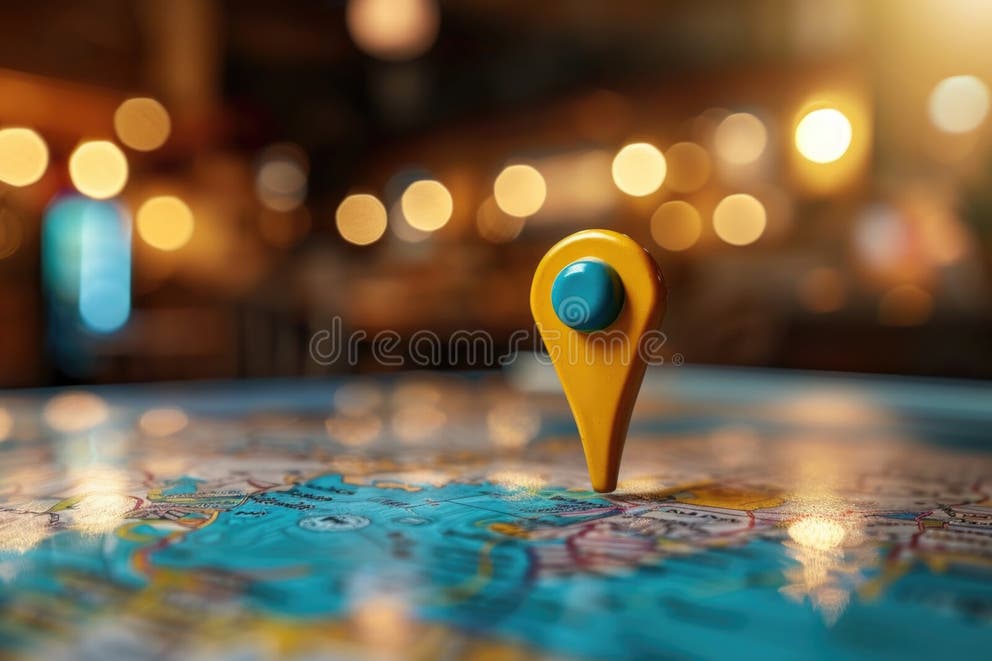 A Small Yellow Pin Sitting on the Surface of a Map, Indicating a ...