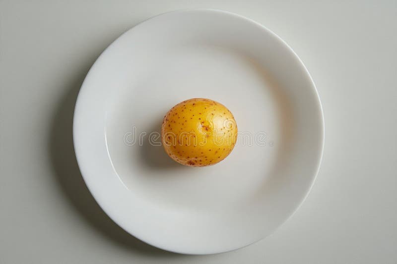Small Yellow Potato Placed on a White Plate, Representing Minimalist ...