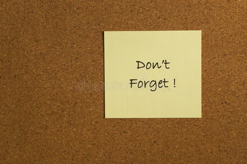 Small Yellow Sticky Note on Office Noticeboard Stock Photo - Image of ...