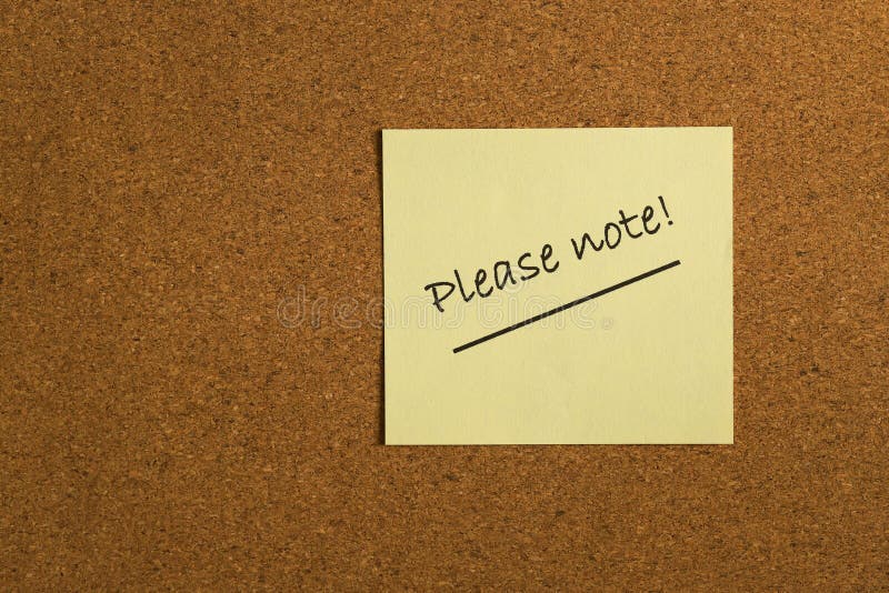 Small Yellow Sticky Note on Office Noticeboard Stock Image - Image of ...