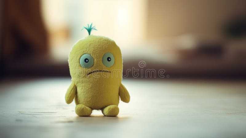 A Small Yellow Toy Sitting on a Table, AI Stock Illustration ...