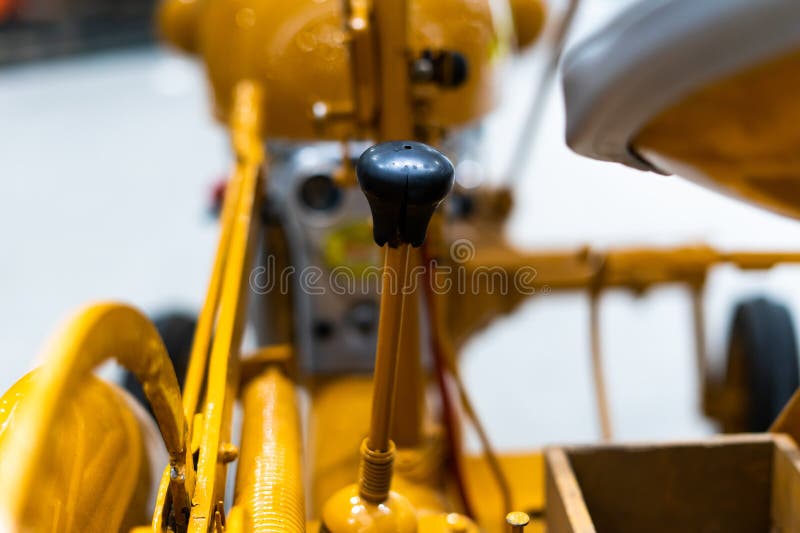 Small Yellow Tractor in Exhibition, Closeup Details, Wheels Stock Image ...