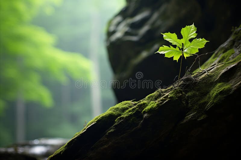 Small Young Maple Tree Growing in the Forest Close Up Stock ...