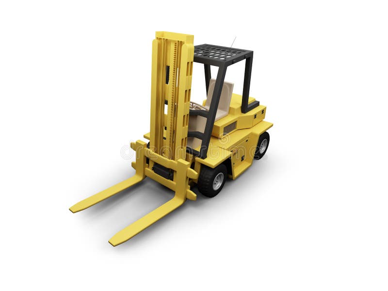 Forklift in Realistic Style. Top, Side and Front View. 3d Image ...