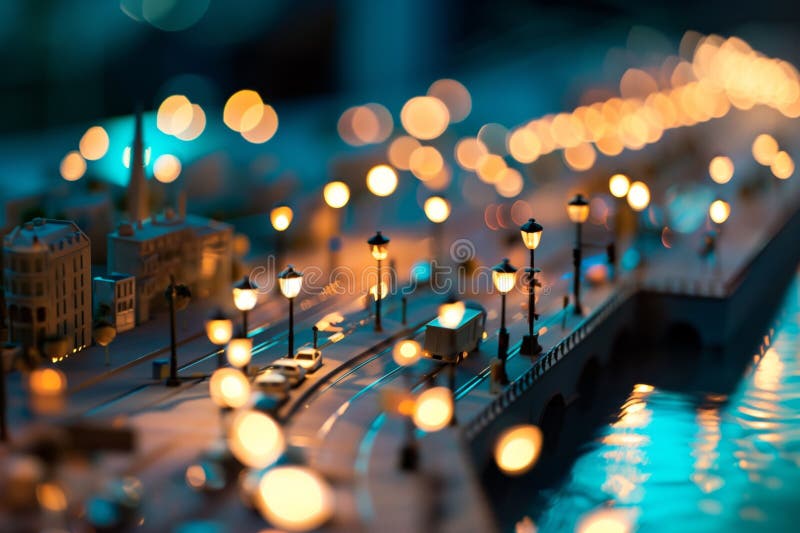 Smallscale Model of a City Displayed with Led Streetlights Stock Image ...