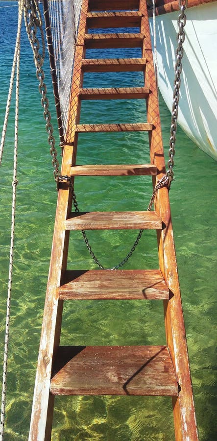Wooden ship ladder stock image. Image of gulf, toroneos - 161460315