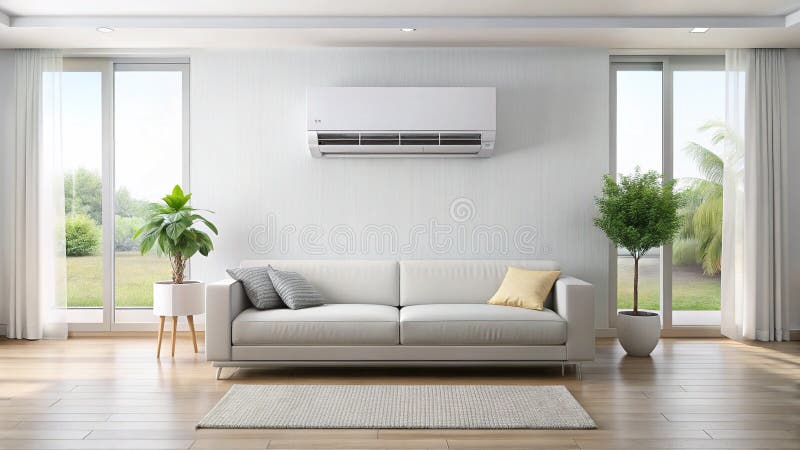 Smart AC Controller Air Purifier Mockup Modern Living Room Design for ...