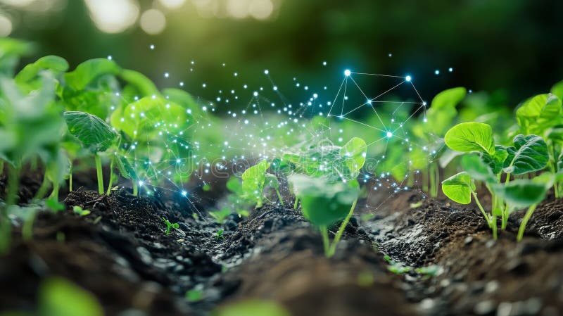 Smart Agriculture Concept with Abstract Visualization of Growth Stock ...