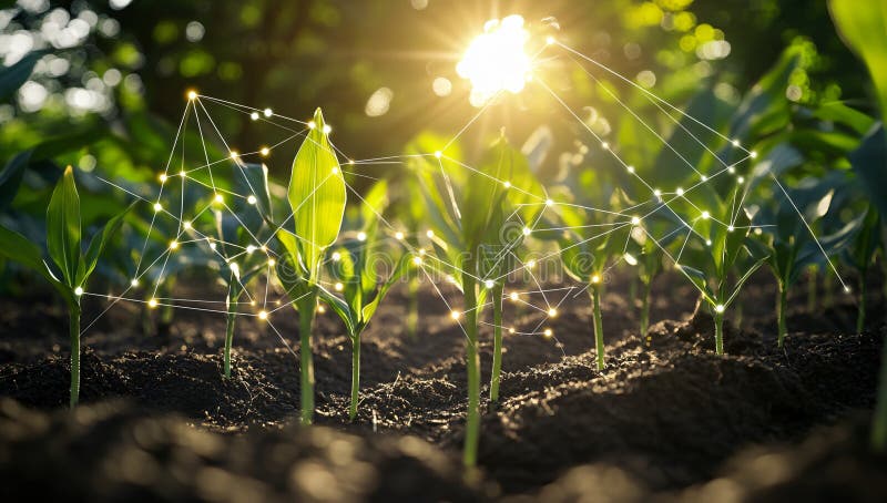 Smart Agriculture: Connected Young Plants Growing High Quality Image ...