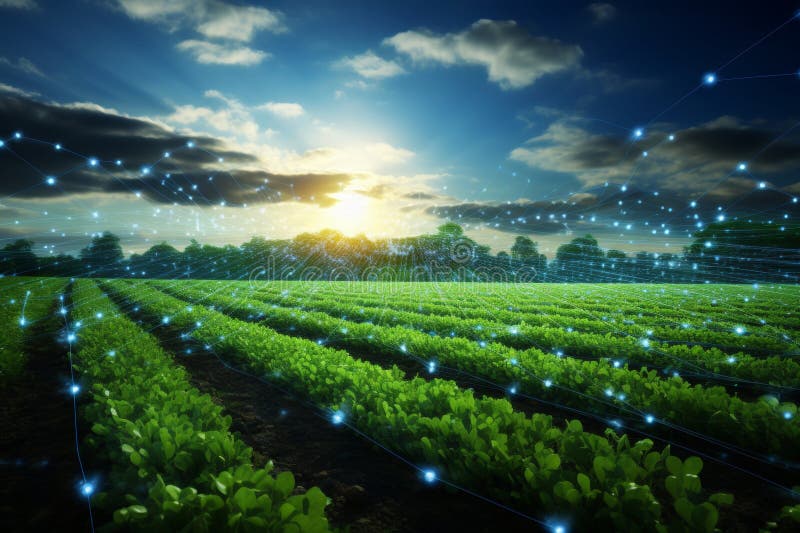 Smart Agriculture with Digital Network and Advanced Technology Concept ...