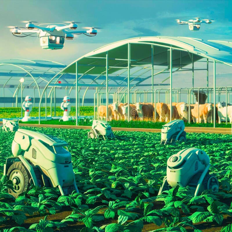 Smart Agriculture farming stock illustration. Illustration of person ...