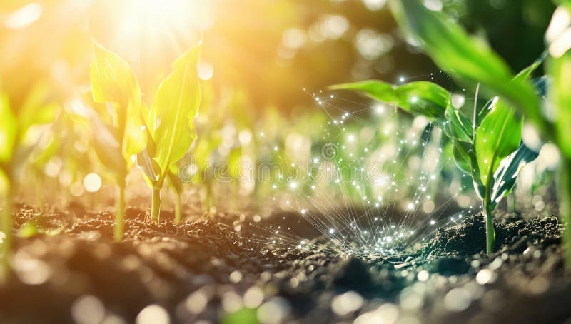 Smart Agriculture: Young Corn Plants Growing with High Quality Image ...