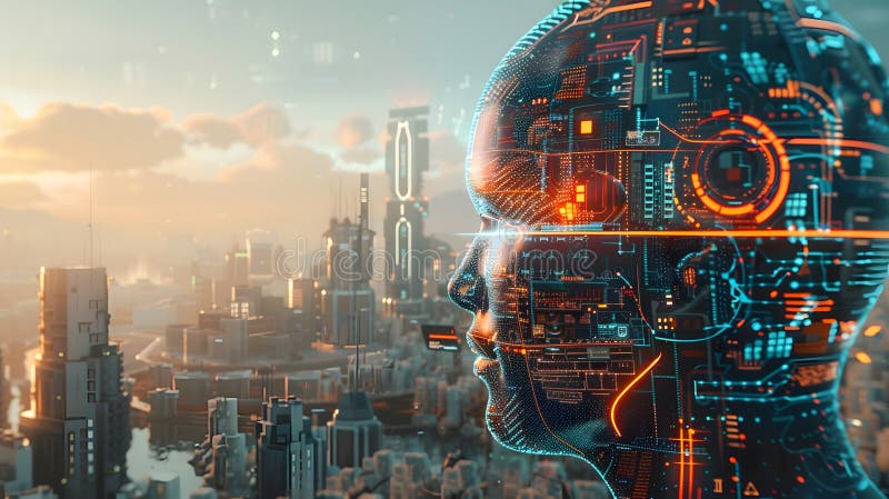 Smart AI City Advanced Technology Futuristic Infrastructure. Stock ...