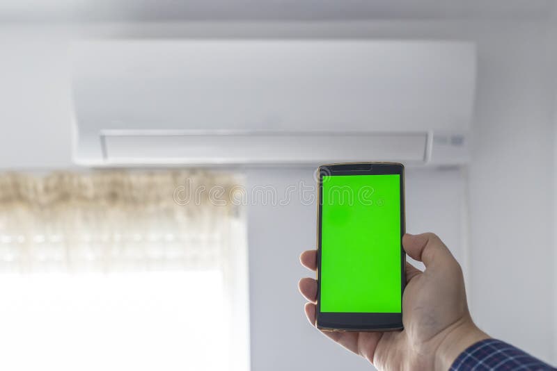 Smart Air Conditioner Control Concept Stock Image - Image of mobile ...