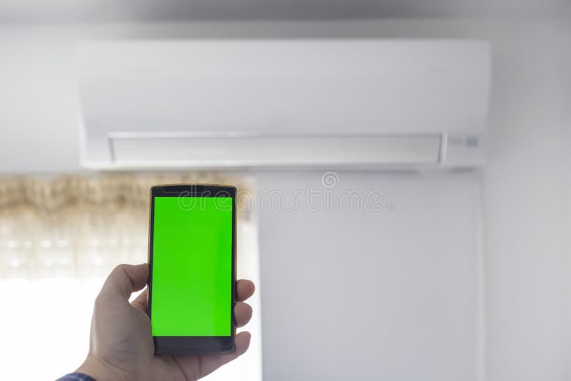 Smart Air Conditioner Control Concept Stock Image - Image of adjusting ...