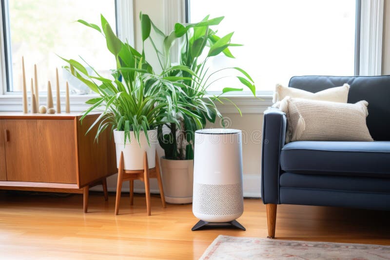 A Smart Air Purifier in a Living Room Stock Photo - Image of clean ...