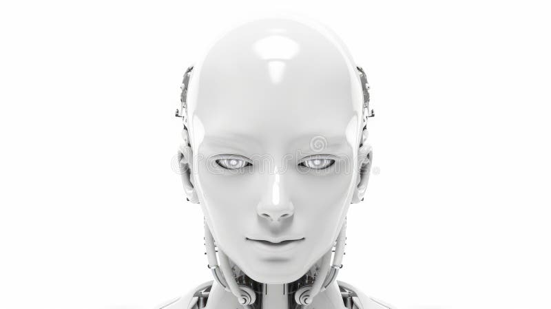 Android Head Close Up with Humanoid Features. Futuristic Robot Face ...