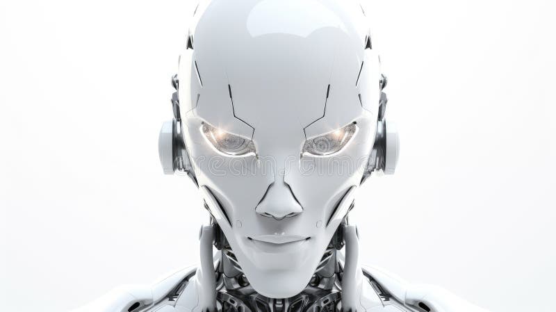 Android Head Close Up with Humanoid Features. Futuristic Robot Face ...
