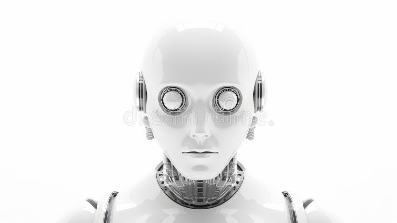 Android Head Close Up with Humanoid Features. Futuristic Robot Face ...
