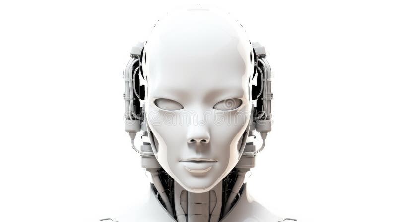 Android Head Close Up with Humanoid Features. Futuristic Robot Face ...